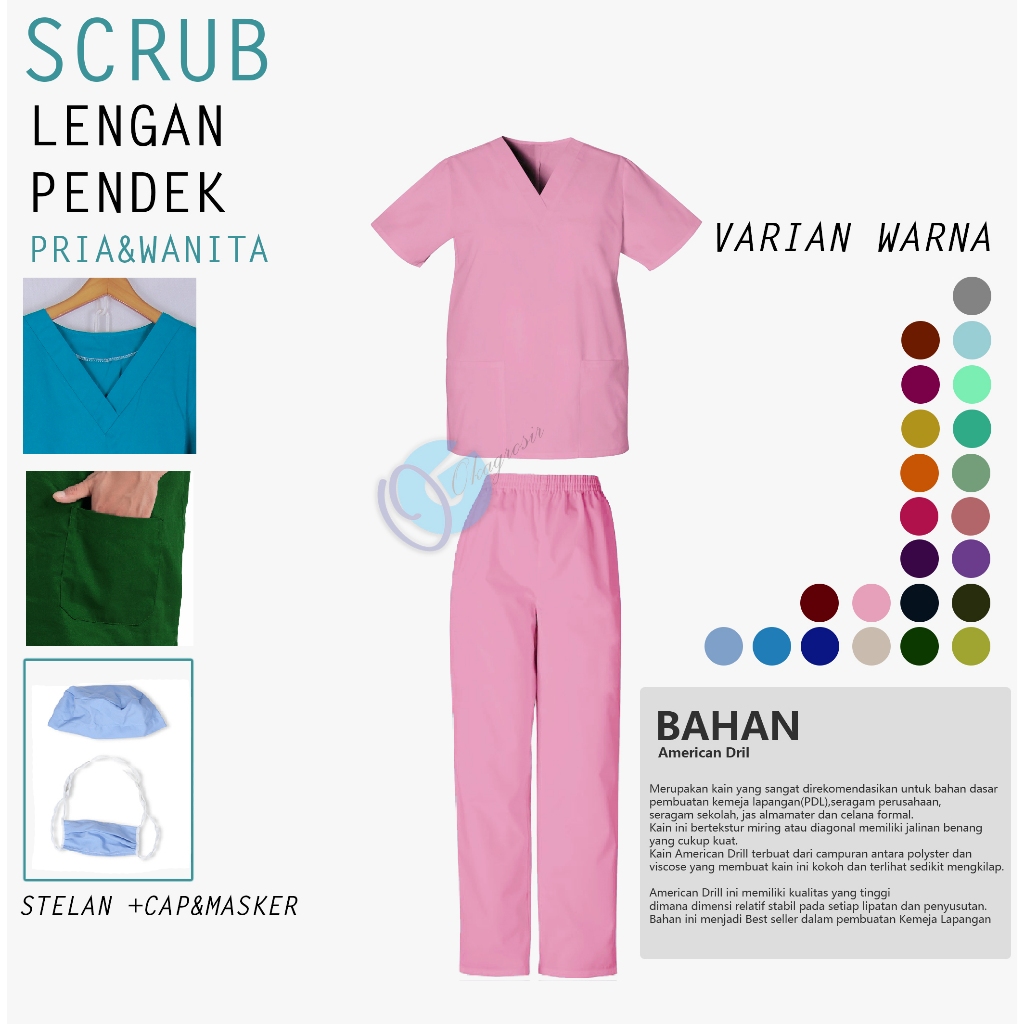 Jual Baju Jaga Nakes Ok Lengan Pendek / Seragam Dinas Perawat Oka Warna ...
