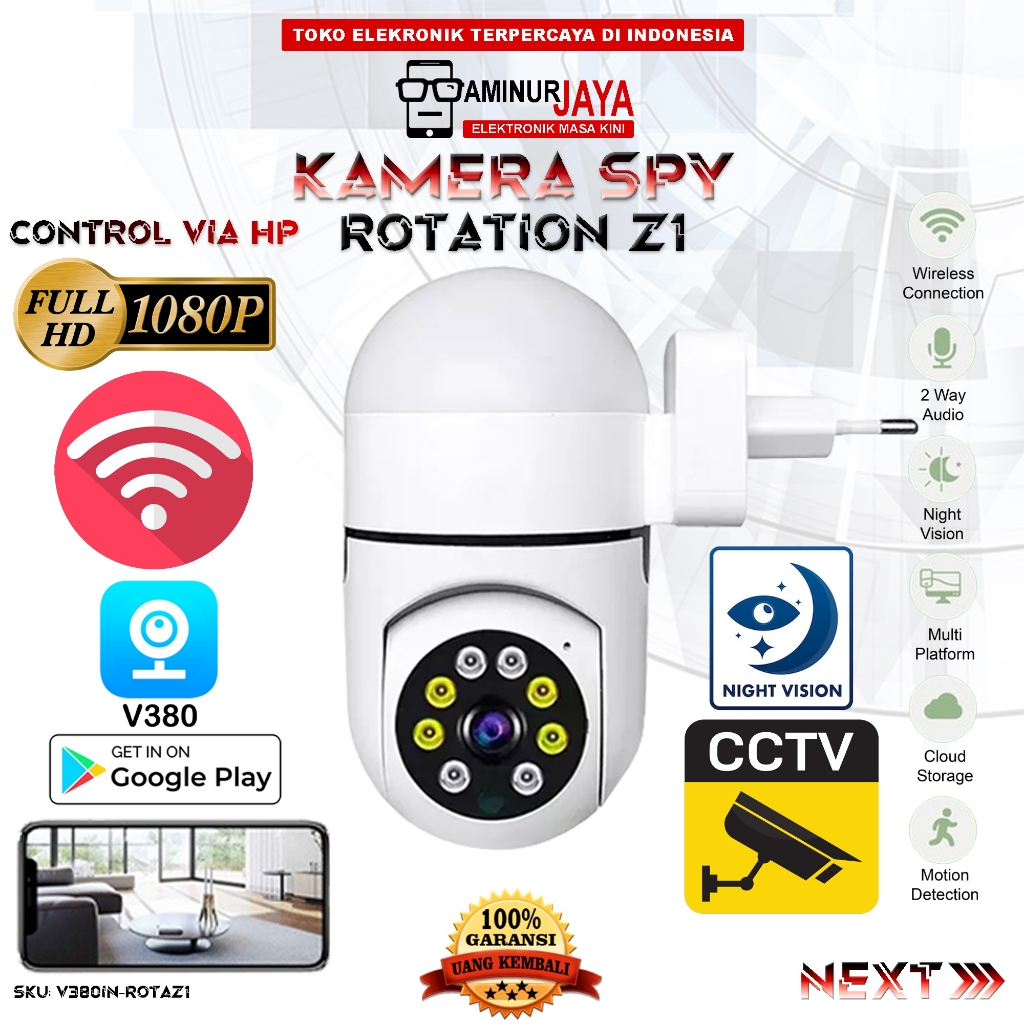 Jual Camera CCTV Wifi V380 Pro Model Lampu Bohlam Bulb LED Kamera Z1 ...