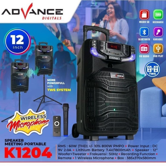 Jual Speaker Advance K1204 Meeting Bluetooth Portable Plus Mic Wireless | Shopee Indonesia