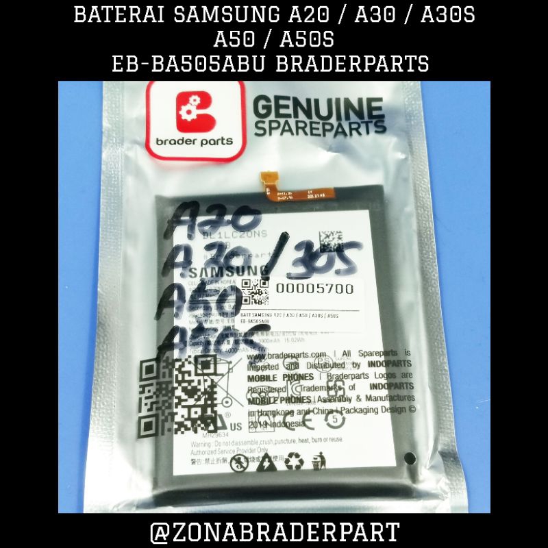 Jual BATERAI SAMSUNG A20 / A30 / A30S / A50 / A50S BRADERPARTS | Shopee Indonesia