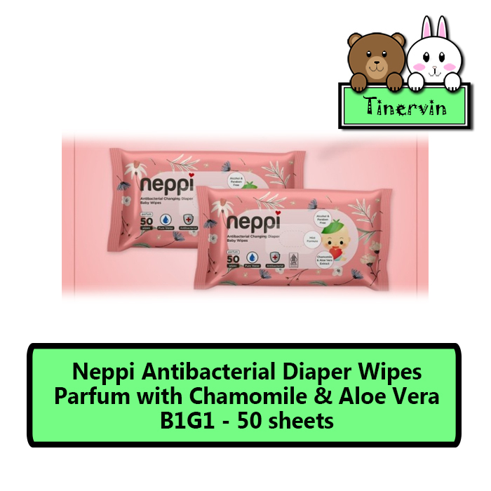 Jual Neppi Antibacterial Diaper Wipes Parfum - 50s (Buy 1 Get 1 Free ...