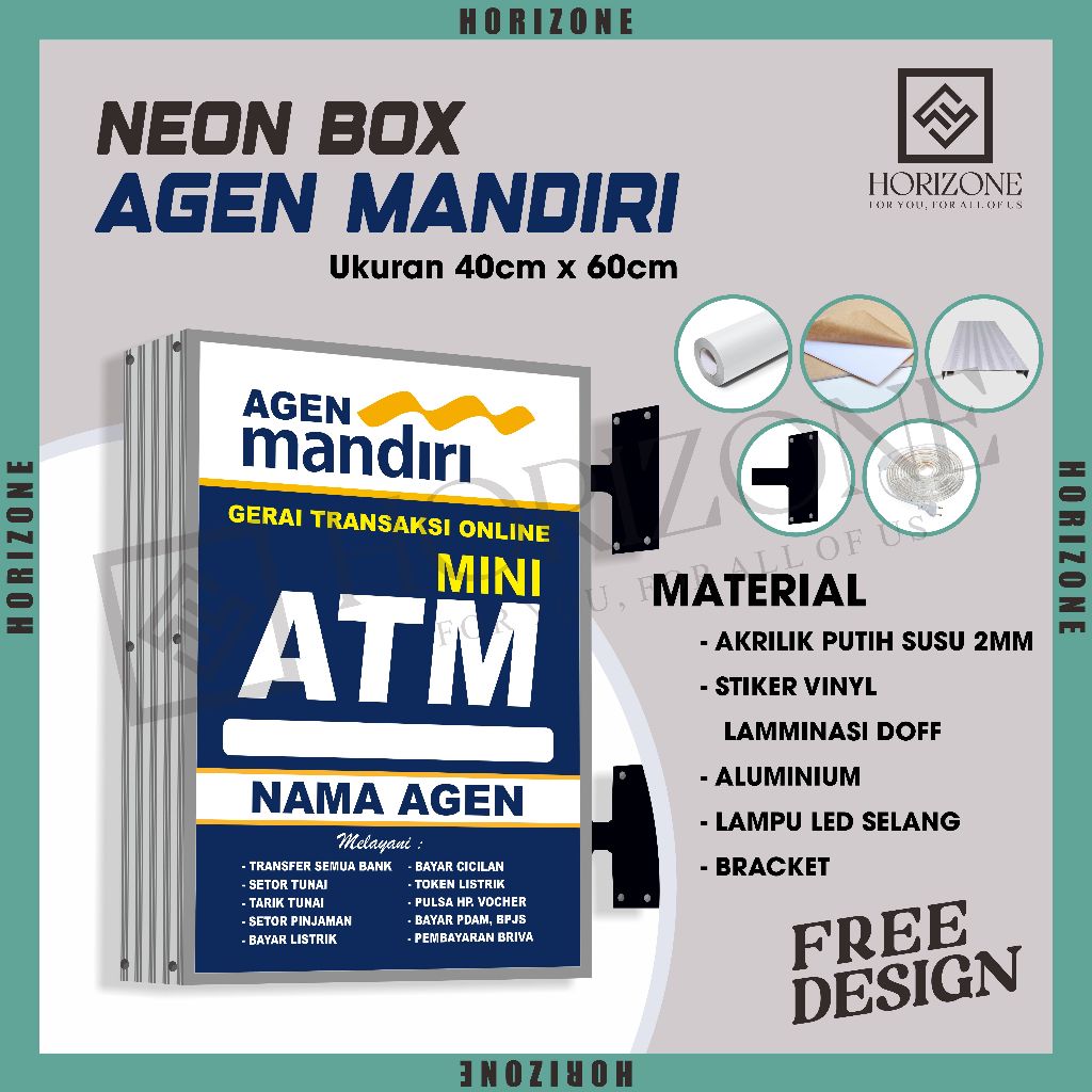 Jual NEON BOX AKRILIK AGEN MANDIRI 40X60 CM KOTAK 2 SISI | Shopee Indonesia