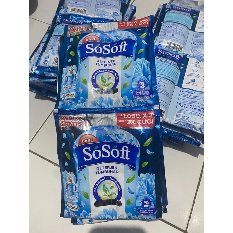 Jual Sosoft Detergen Tumbuhan Renceng Isi 16pcs x 80ml | Shopee Indonesia