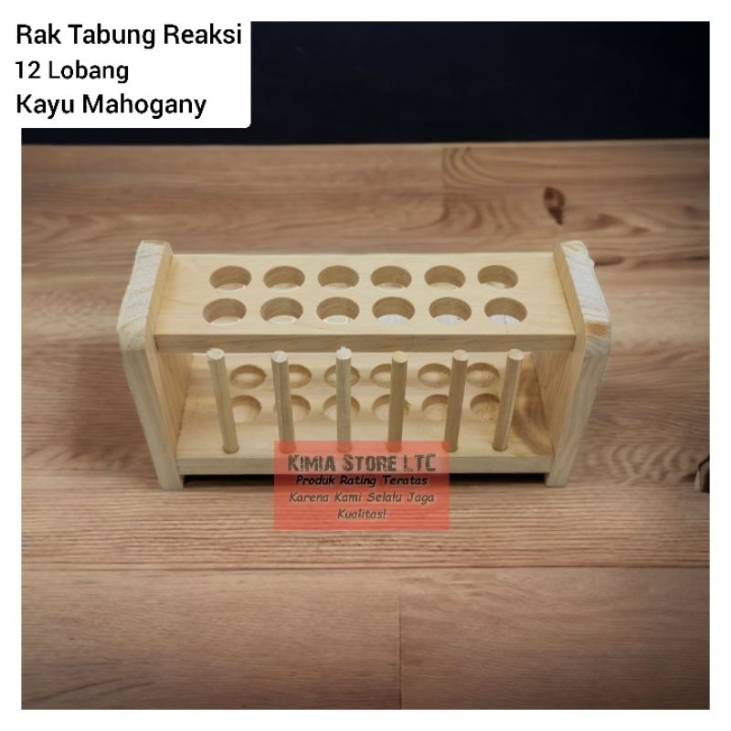 Jual Rak Tabung Reaksi 12 Lobang / 6 Lobang ( Kayu Mahogany ) / Alat ...