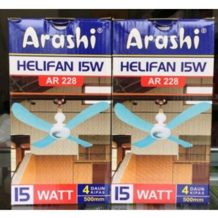 Jual Helifan Arashi Kipas Angin Gantung 4 Baling Baling 15Watt | Shopee ...