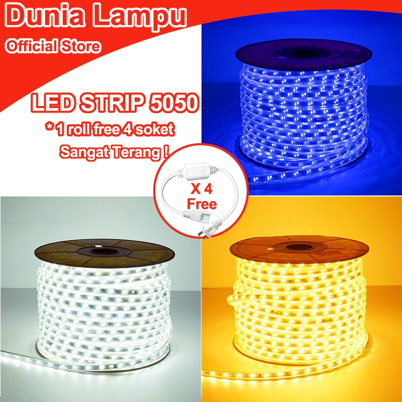 Jual Dunia Lampu LAMPU LED STRIP 5050 SMD AC 220V 100METER LAMPU LED ...