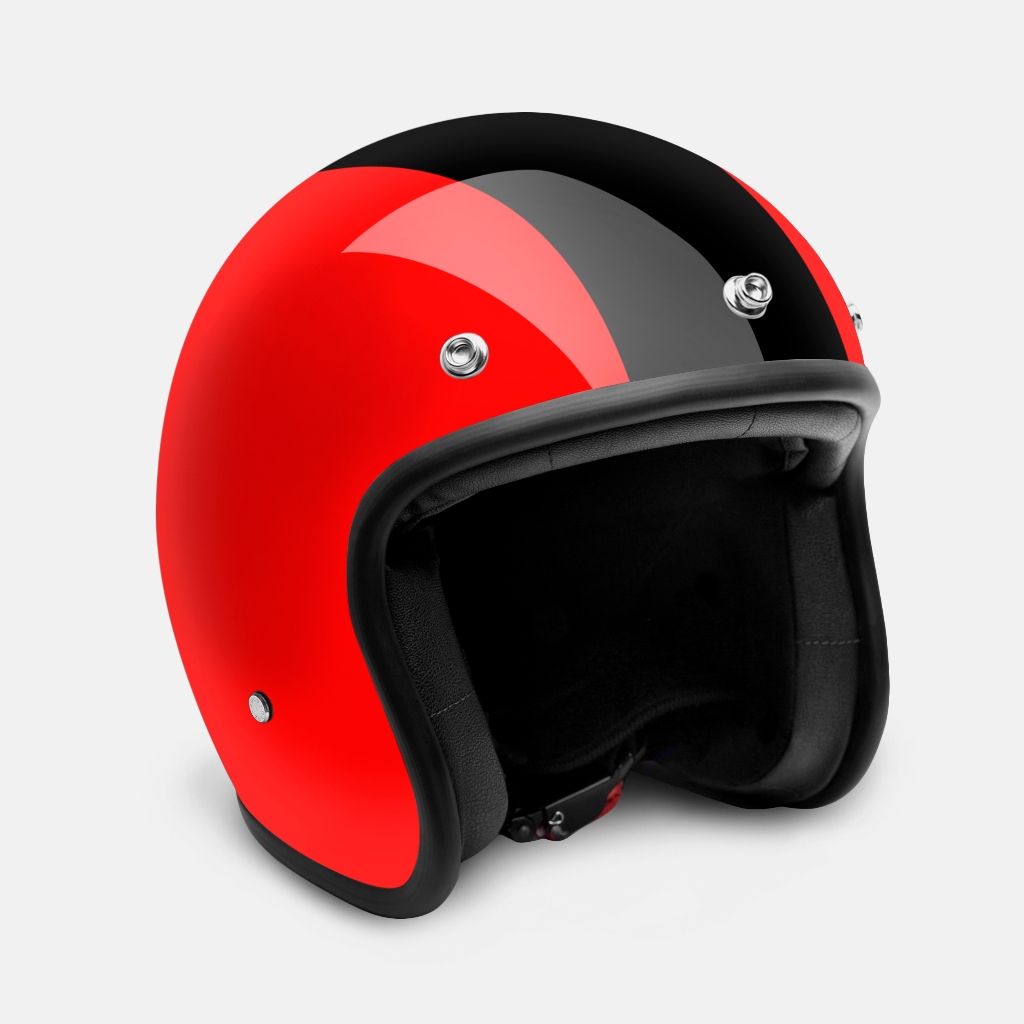 Jual Helm Zulu Viper List Rubber | Red | Helm Retro | Half Face | Head ...