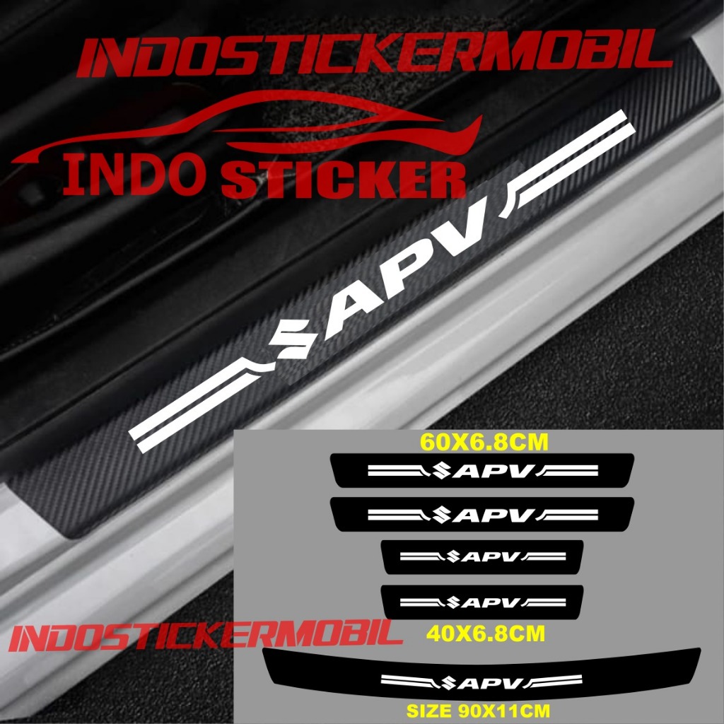 Jual (COD) 5pcs Sticker sill plate carbon 3d mobil apv sticker karbon ...