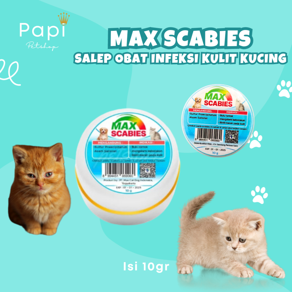 Jual Obat MAX SCABIES Salep Obat Infeksi Kulit Kucing Obat Jamur Kucing ...