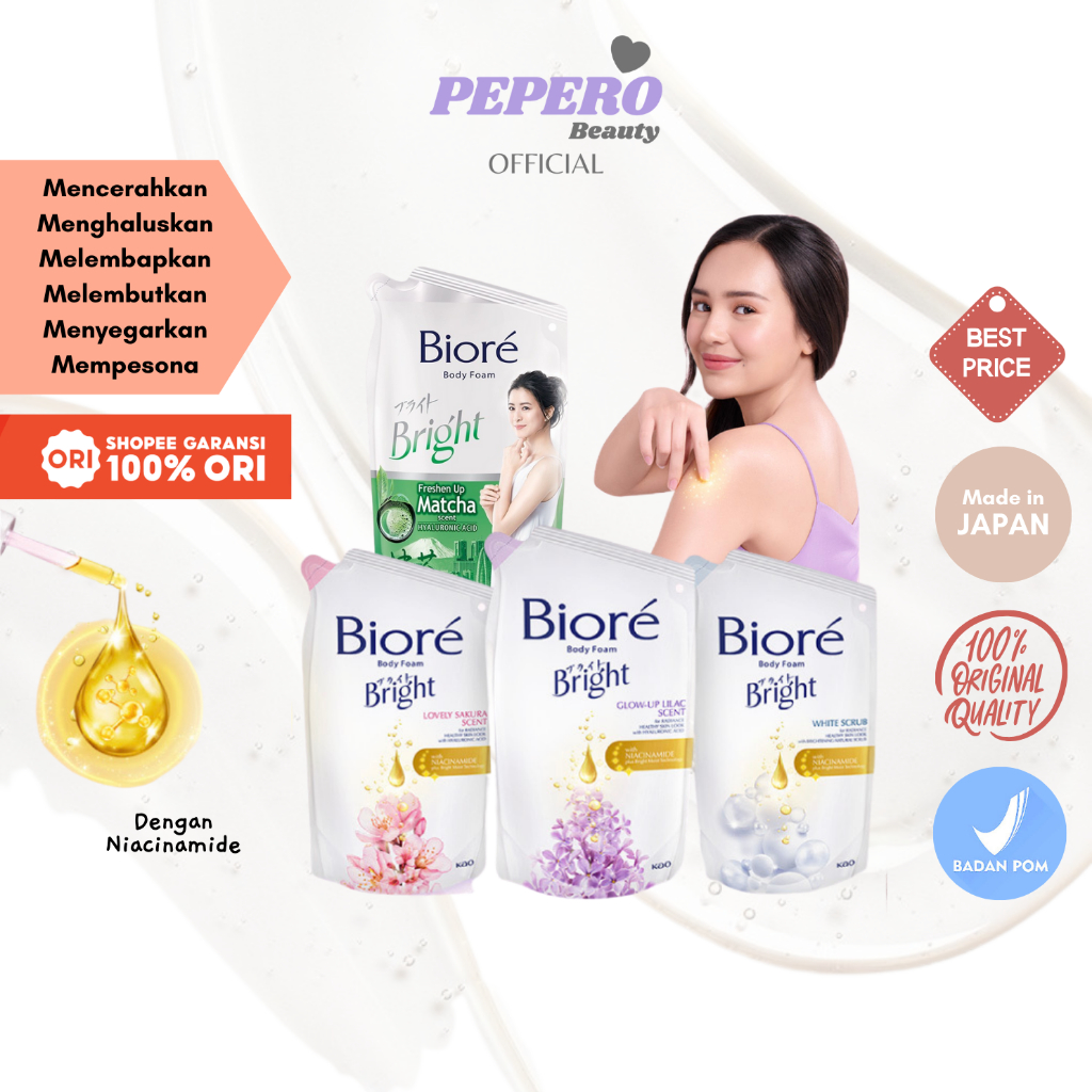 Jual BIORE Bright Body Foam / Sabun Cair / Sabun Mandi - White Scrub | Lovely Sakura | Freshen ...