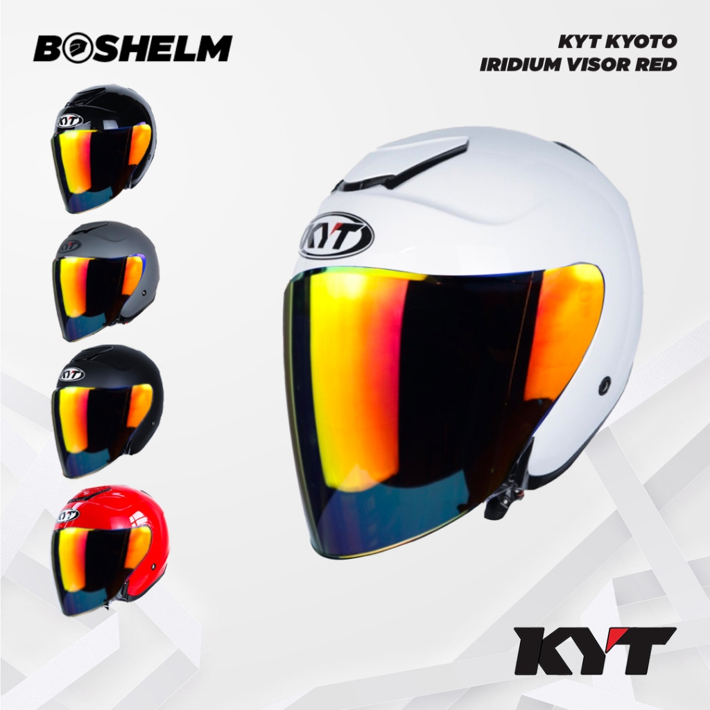 Jual BOSHELM Helm KYT KYOTO SOLID Visor NORISK RED Helm Half Face SNI ...