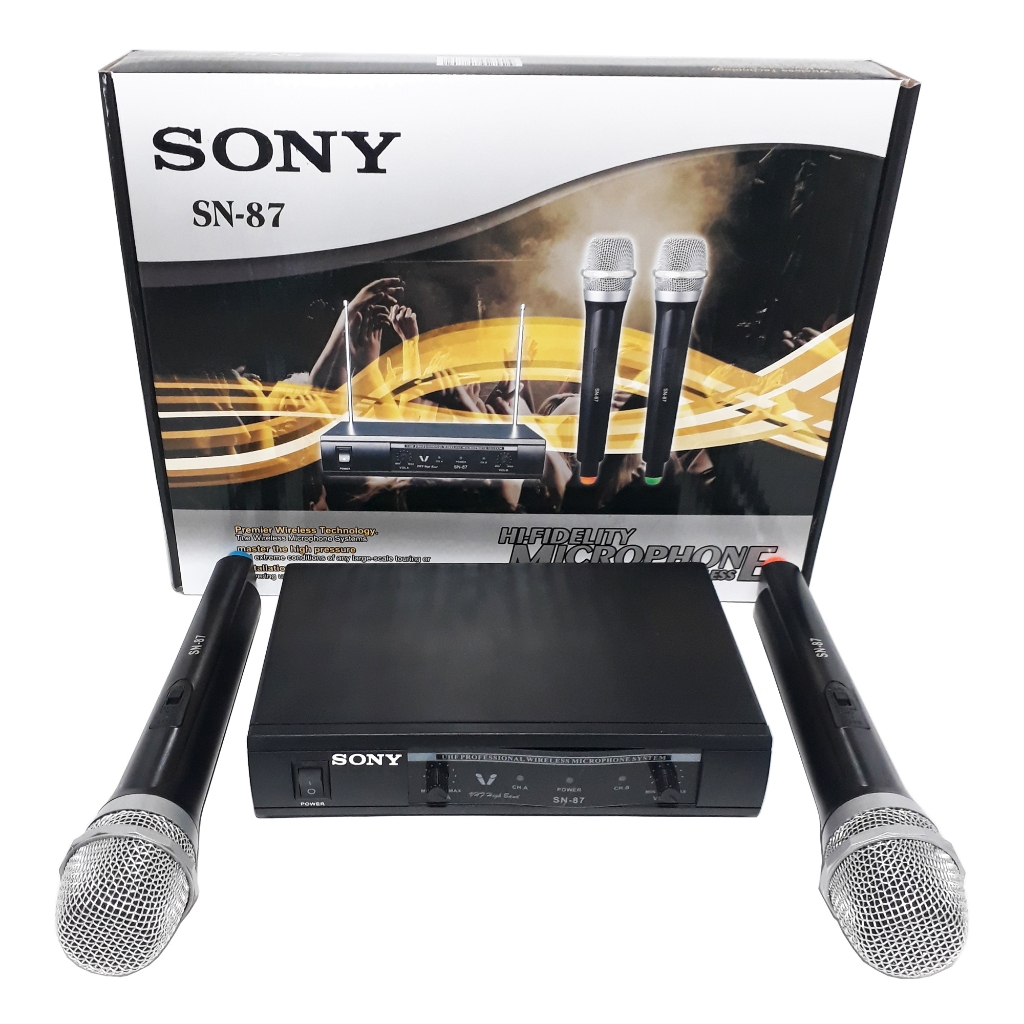 Jual Sony Microphone Wireless SN-87 Double Mic Karaoke UHF | Shopee ...