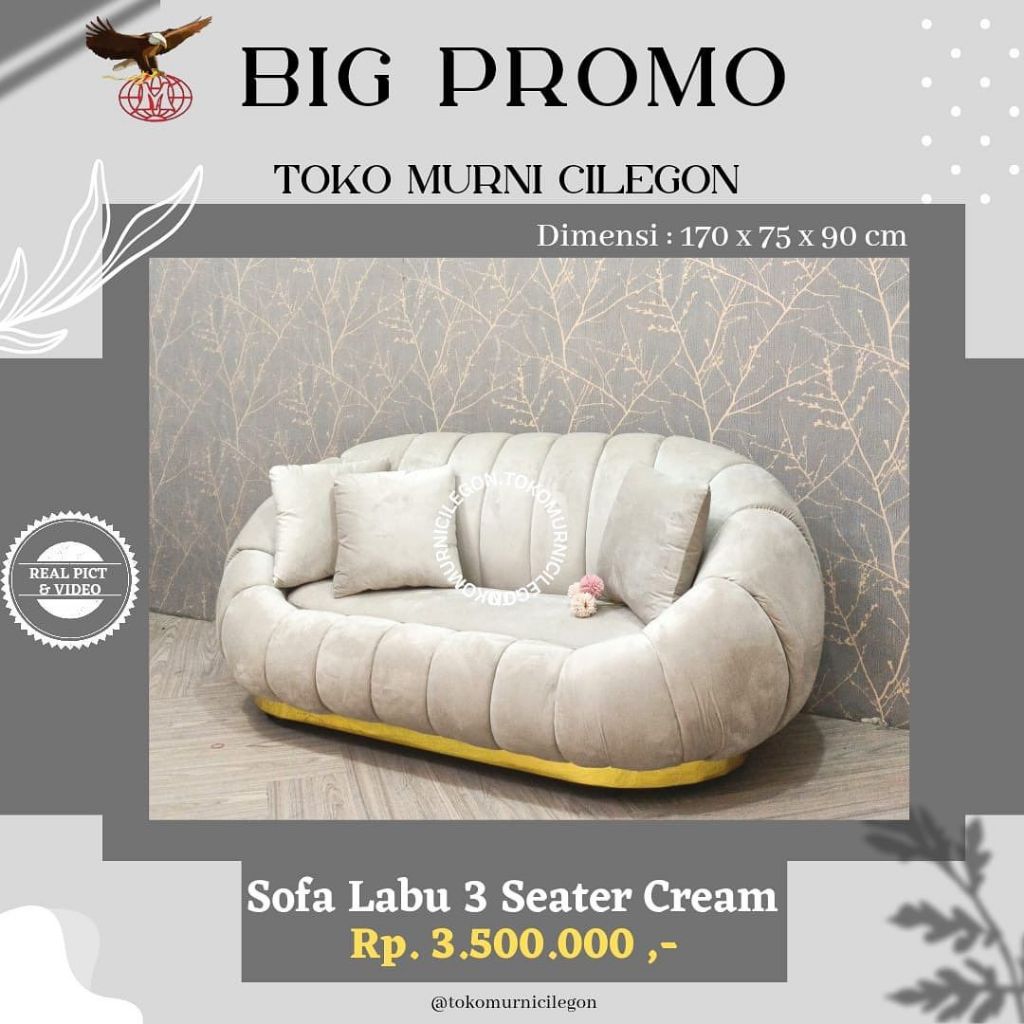 Jual Sofa Labu 3 Seater Cream (free ongkir cilegon serang kota ...