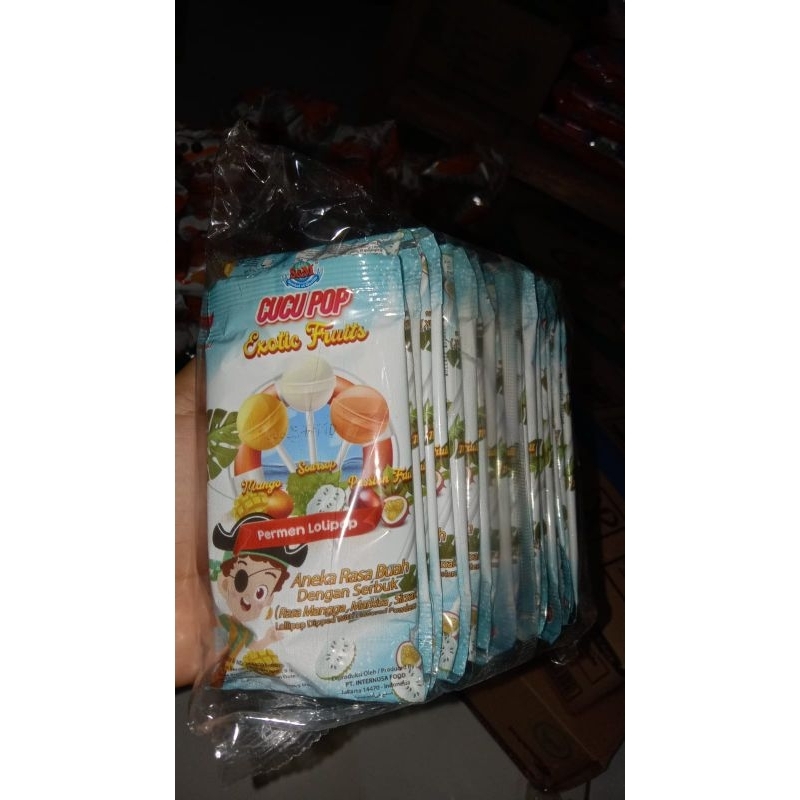 Jual Cucu Pop Exotic Fruits Permen Lolipop 1 bungkus isi 20 pcs ...