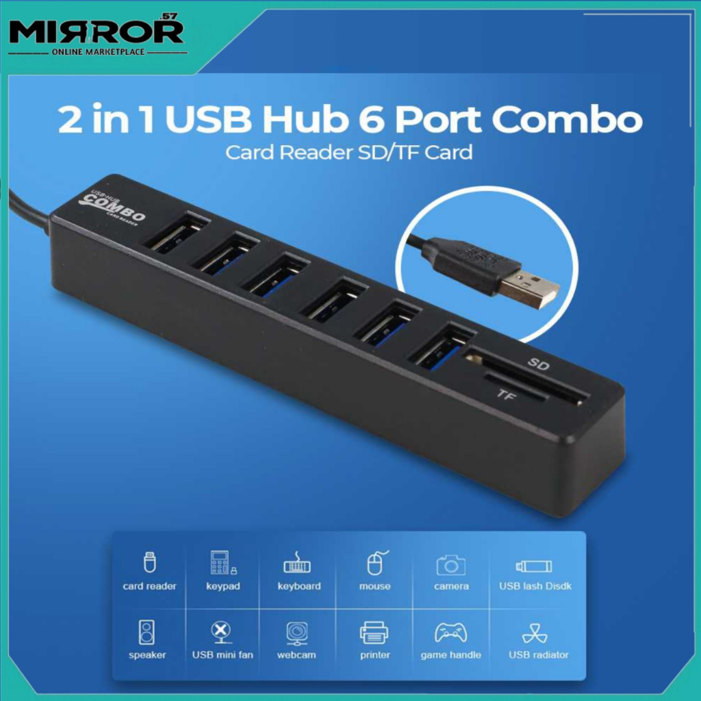 Jual USB HUB 6 Port USB 2.0 Combo Card Reader SD Card dan TF Card ...