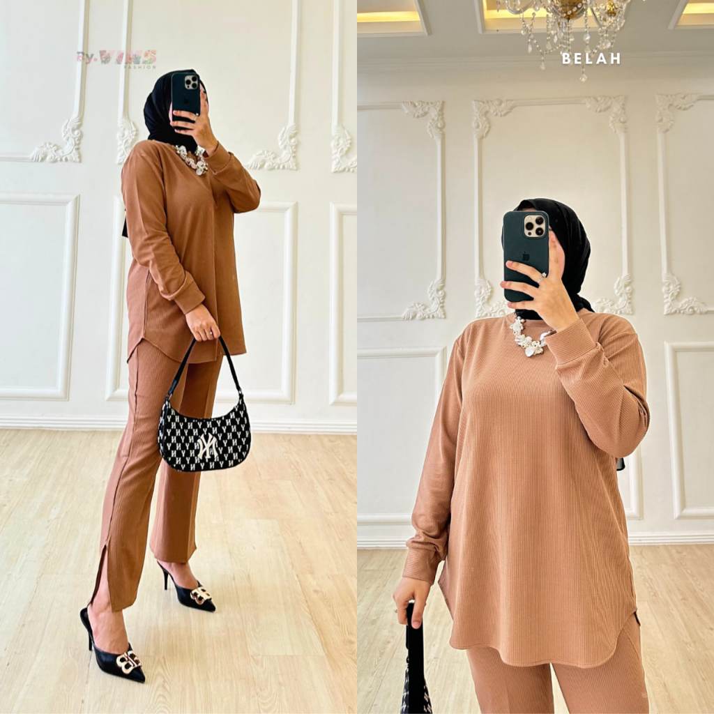 Jual Maudy One Set Baju One Set Waffle Knit Atasan dan Celana / SETELAN ...