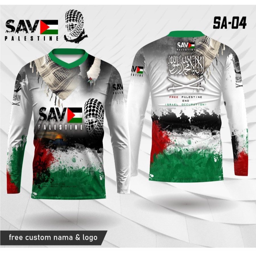 Jual kaos jersey palestine baju save gaza palestina lengan panjang ...