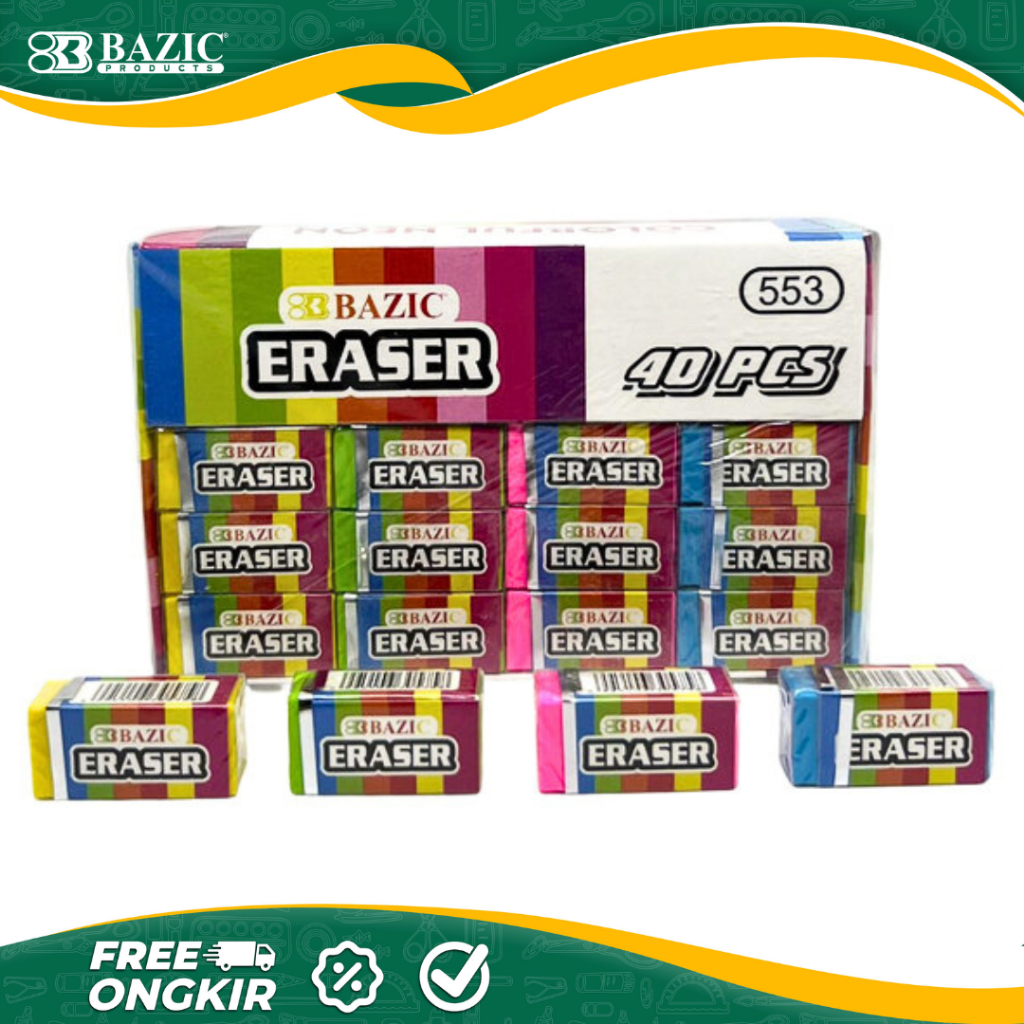 Jual Bazic Eraser Colorful Neon - Penghapus Berwarna | Shopee Indonesia
