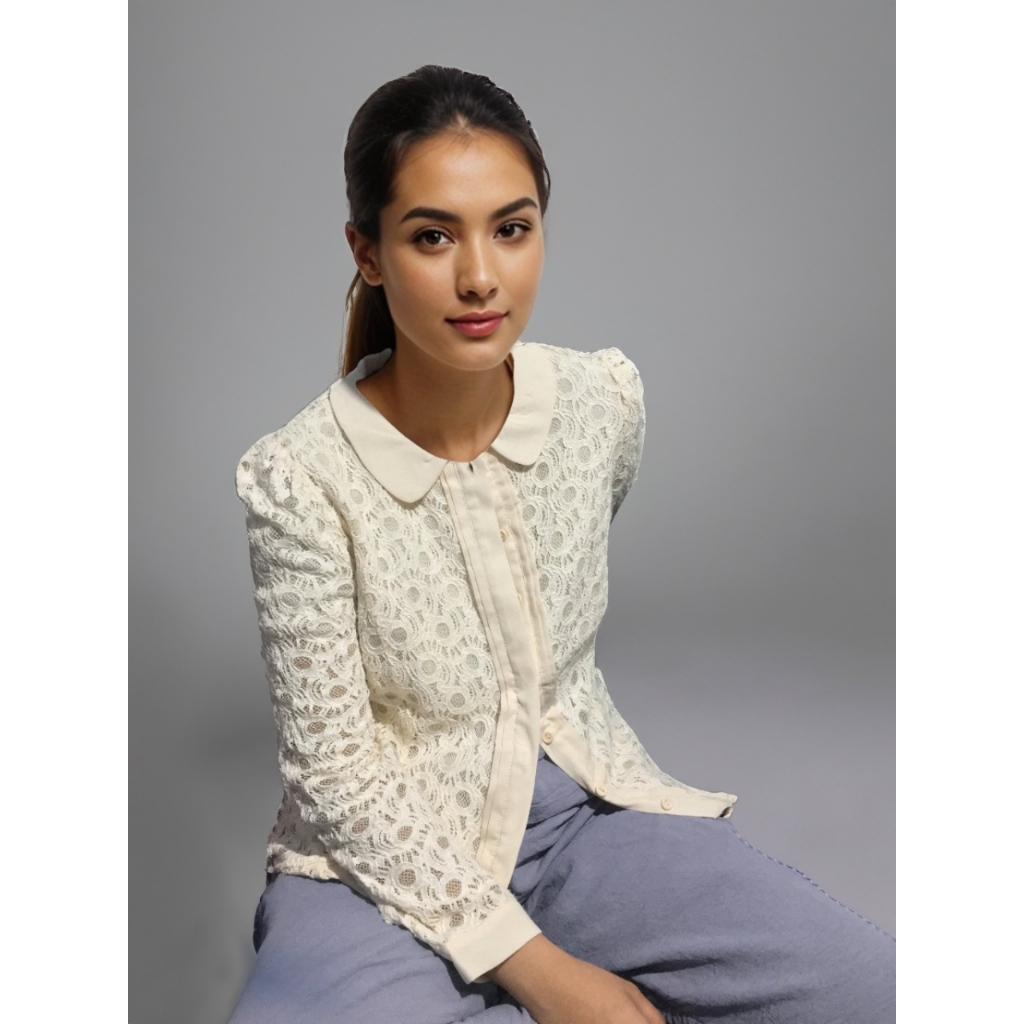 Jual Jaket Brokat Putih Motif Bunga | Shopee Indonesia