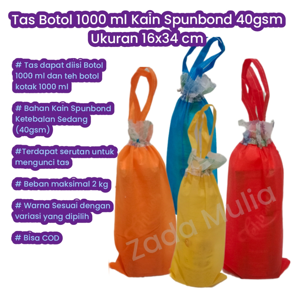Jual 12 pcs Tas Botol Serut 1000 ml Kain Spunbond Tebal 40 Gsm Ukuran ...