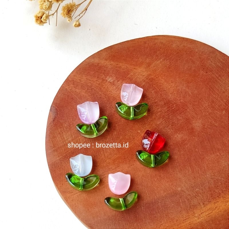 Jual 5 pasang manik kristal tulip brozetta untuk merangkai gelang ...