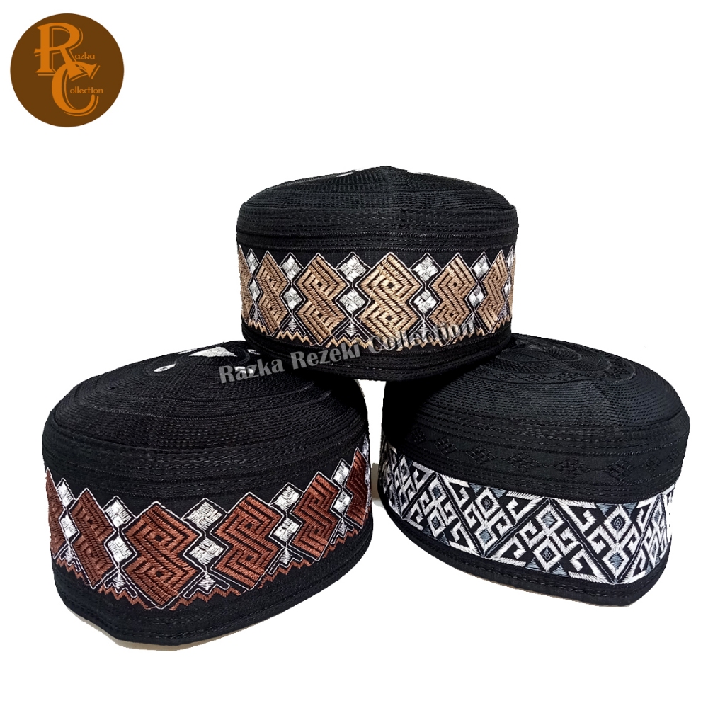 Jual Peci Kopiah Bordir // Peci Uje Exclusive Hitam Motif ...
