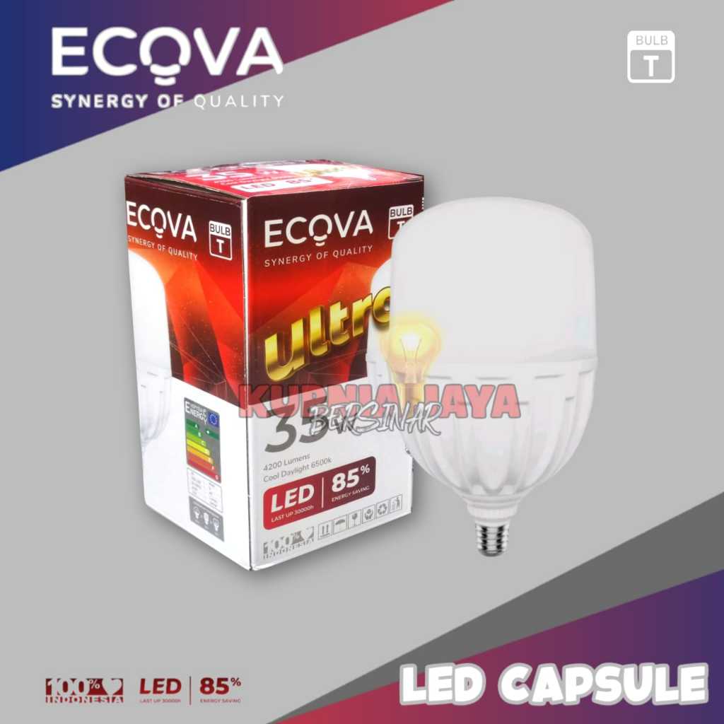 Jual ECOVA Lampu LED Tabung Kapsul Jumbo 35W E27 Sinar Putih | Shopee Indonesia