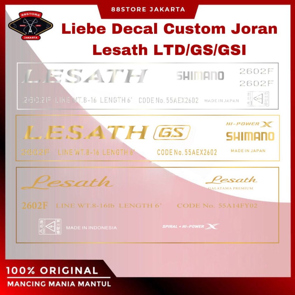 Jual 88storejakarta Liebe sticker joran decal shimano lesath gs 2602f (BELI 1 GRATIS 1) | Shopee ...