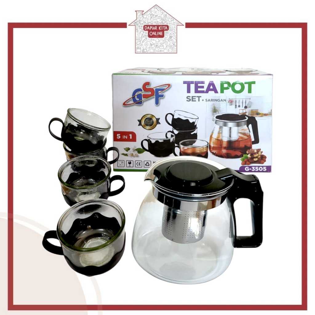 Jual TEA POT SET 5 IN 1 / TEA POT SET GSF 3505 / TEA POT SET + SARINGAN ...