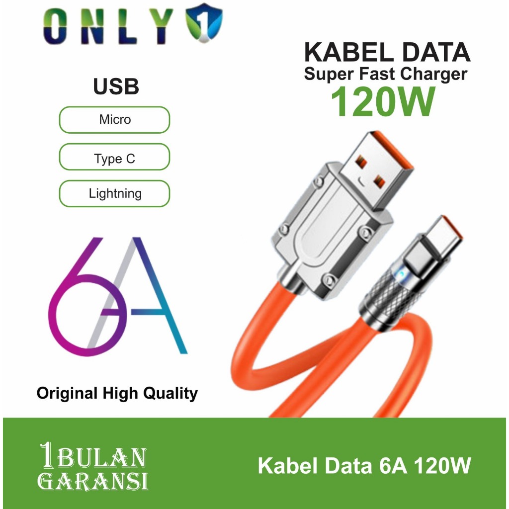Jual Kabel Data Fast Charging 6A / 120W USB Data Litive Type C, Micro ...