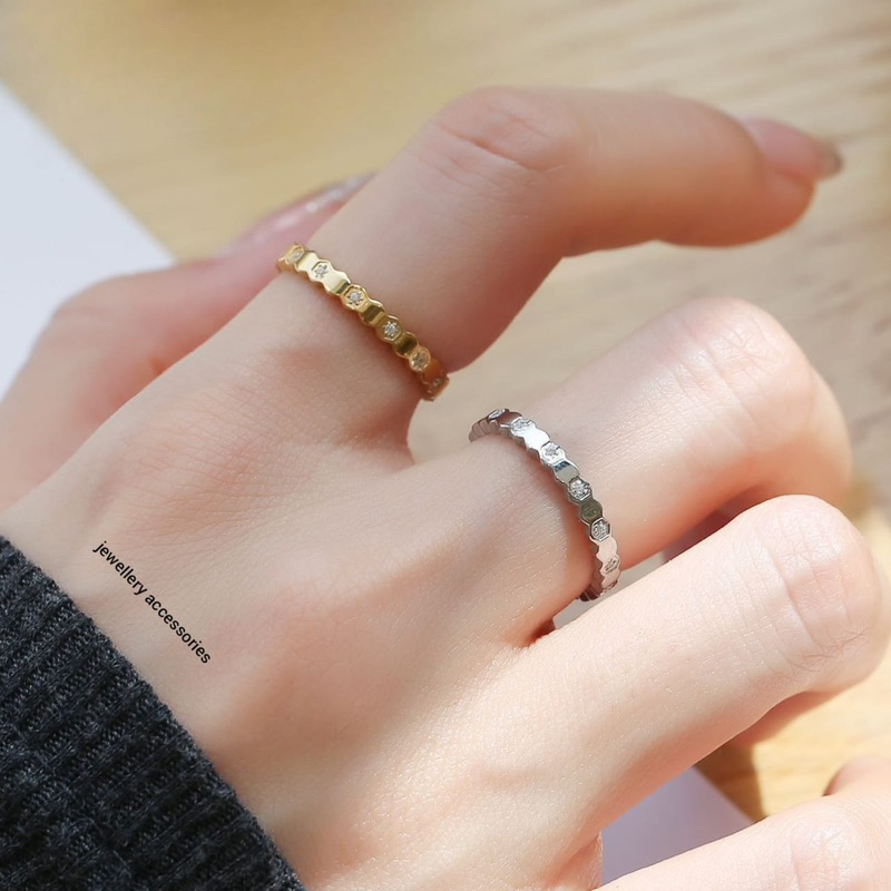 Jual Cincin Titanium Mata Tanam Trending Korea Elegan Fashion Style C70 | Shopee Indonesia