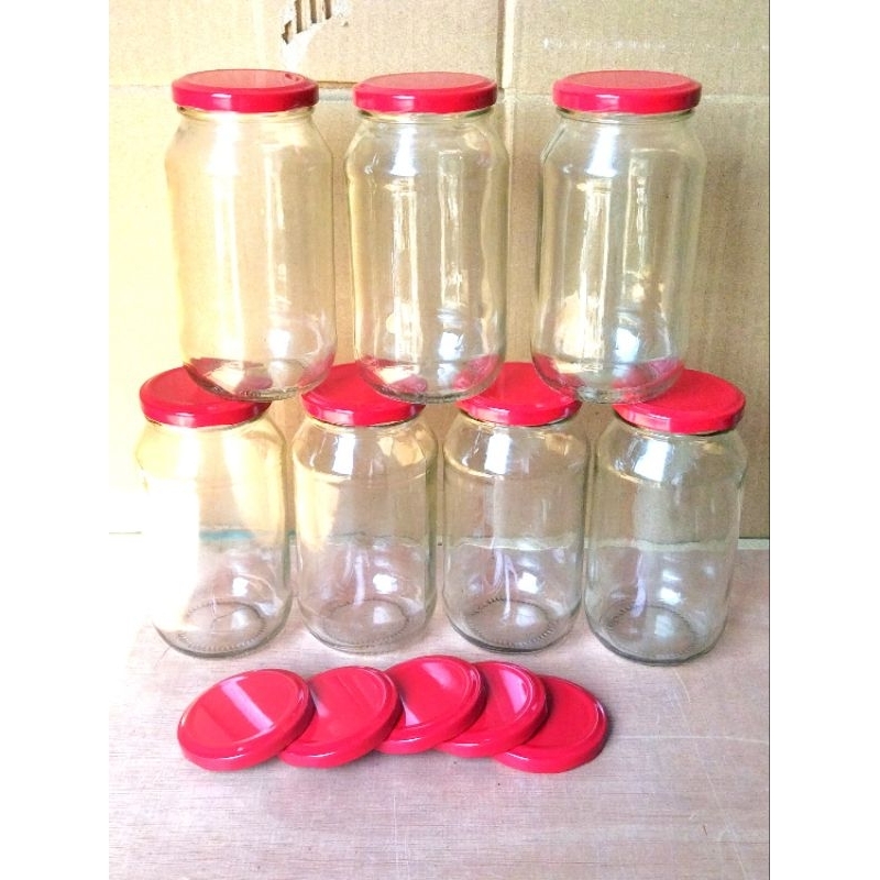 Jual TOPLES KACA 500ML POLOS Bulat, JAR KACA 500ML, Tutup Alumunium ...