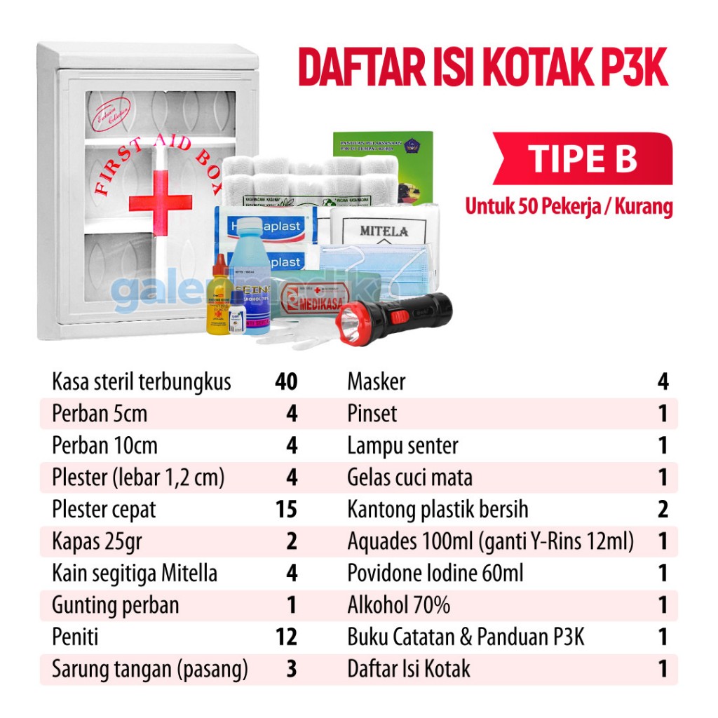 Jual Kotak P3K Tipe B + Lengkap Dengan Isi Pertolongan Pertama Pada ...