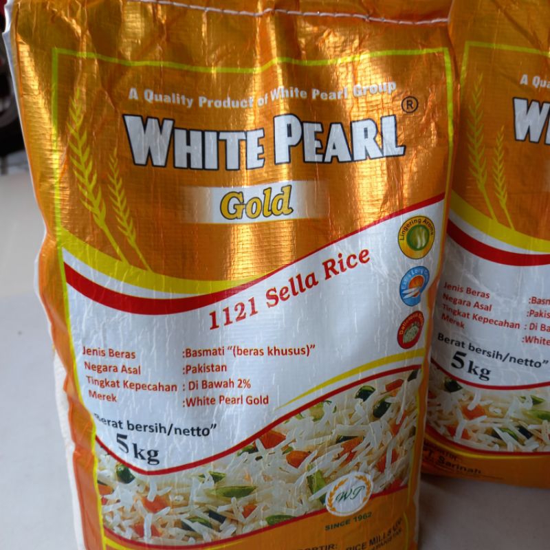 Jual Beras Basmati premium WHITE PEARL original kemasan 5kg | Shopee ...