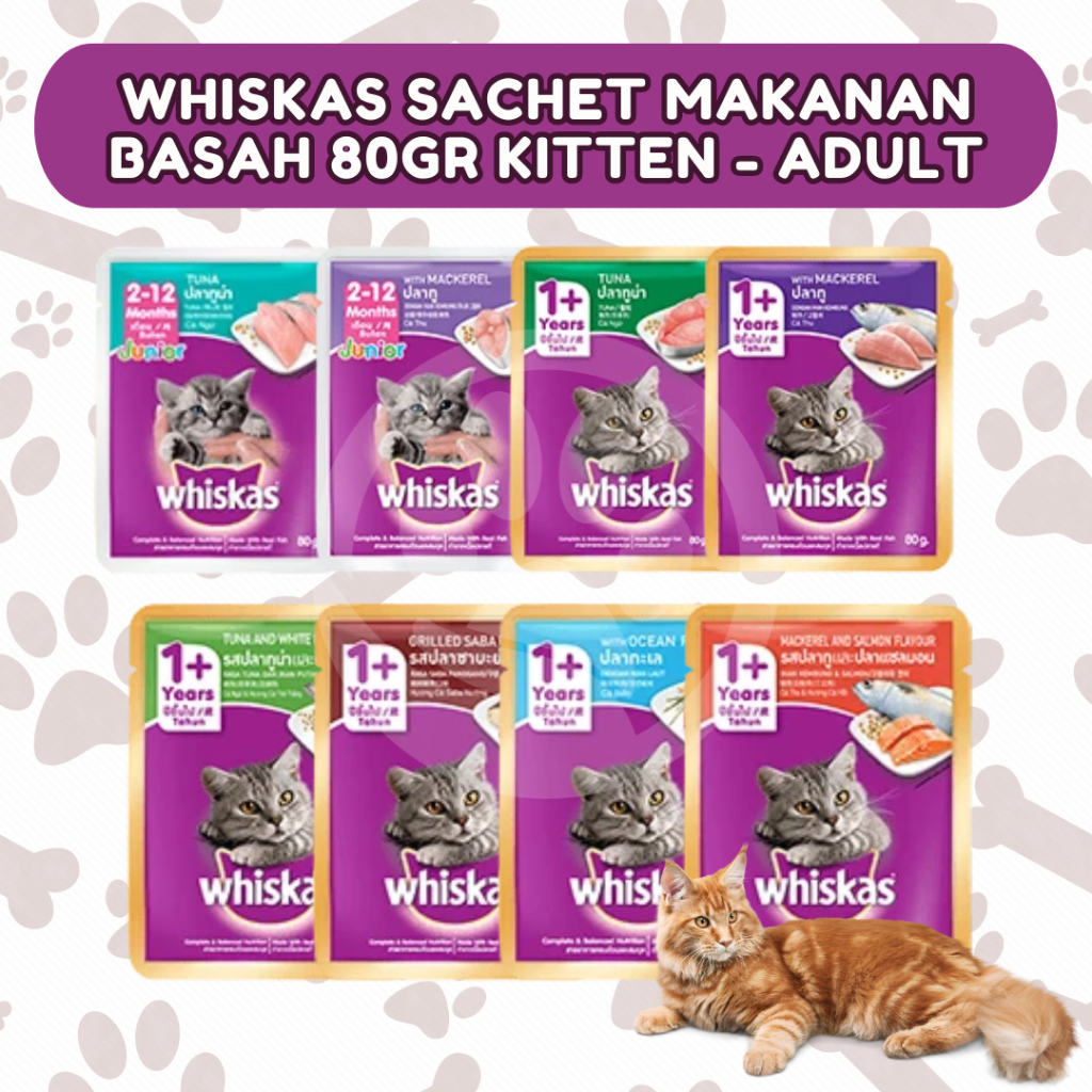 Jual WHISKAS SACHET POUCH MAKANAN BASAH 80GR ALL VARIANT | Shopee Indonesia