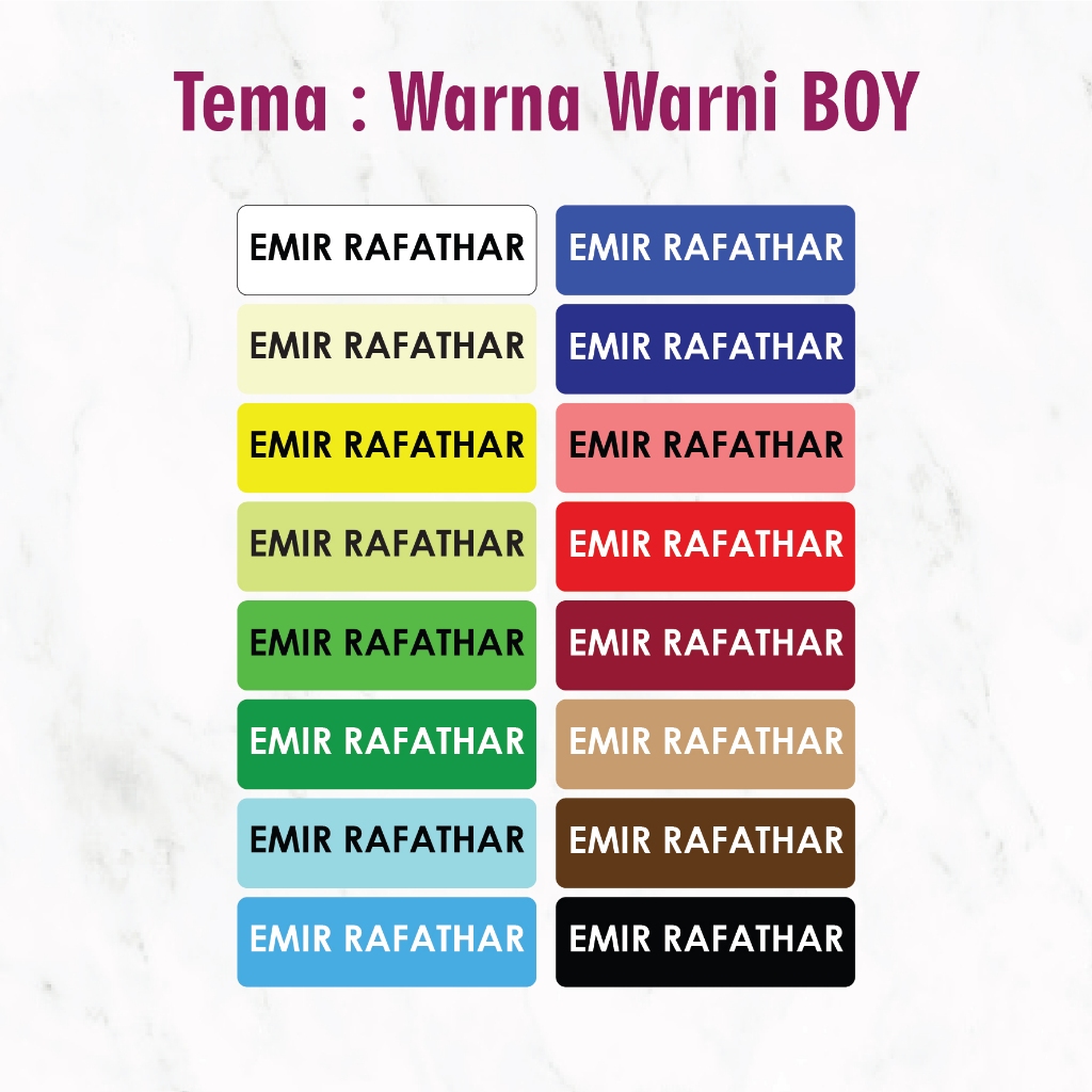 Jual Stiker Label Nama Custom Ukuran L isi 16 pcs Label Nama Anak ...