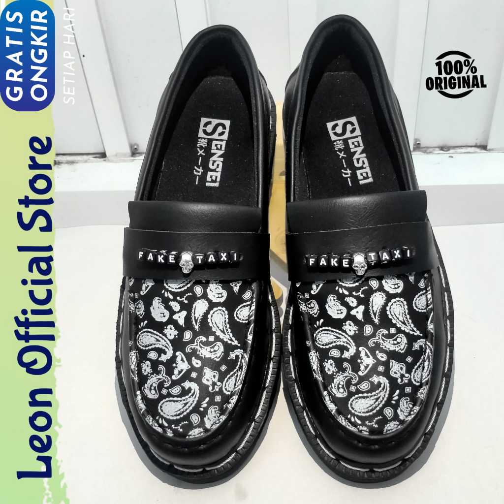 Jual Leon Skull - Sepatu Loafers Slip On Formal Pria Kulit PU Pantofel ...