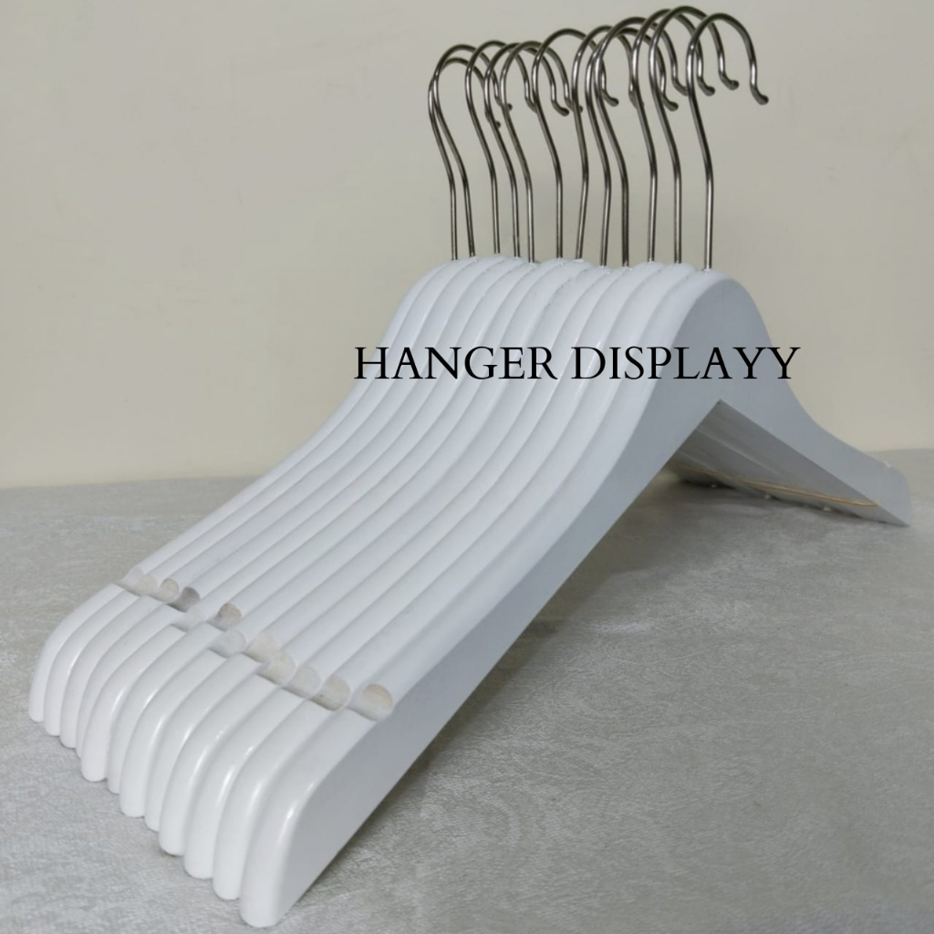 Jual Hanger kayu Dewasa (Wood) Warna Putih / Gantungan Baju | Shopee ...