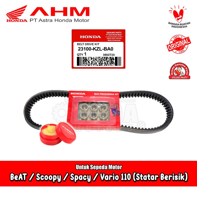 Jual Tali Kipas Belting Komplit Honda BeAT Scoopy Spacy Vario 110 Fi Stater Kasar AHM 23100-KZL ...