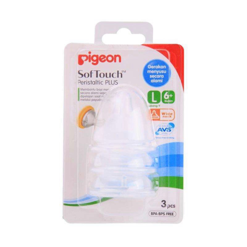 Jual Pigeon Dot Soft Touch Peristaltic Plus Nipple isi 3 BLISTER S M L WIDE NECK 3pc | Shopee ...