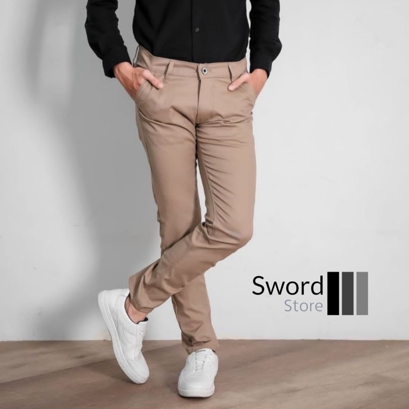 Jual CELANA PRIA CHINO Slim fit Panjang Kerja kantor Santai Liburan Cowok Gentleman Boy Skinny ...