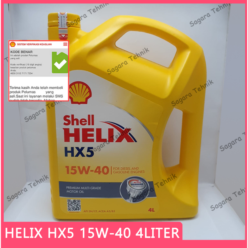 Jual Oli Mesin Shell Helix HX5 SAE 15W-40 4 Liter Bensin Galon Diesel ...