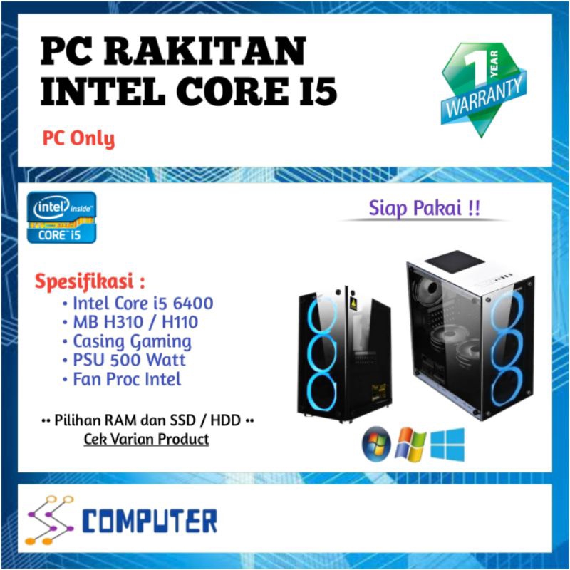 Jual Komputer / PC Rakitan Core i5 6400 Case Gaming | Shopee Indonesia