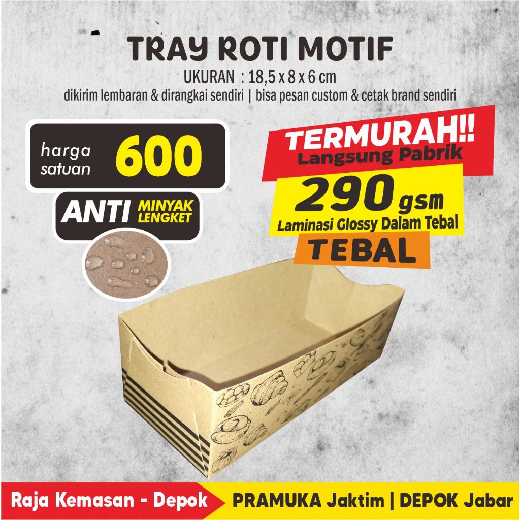 Jual Tray Roti 18,5x8x6 cm Kraft Motif Laminasi | Shopee Indonesia