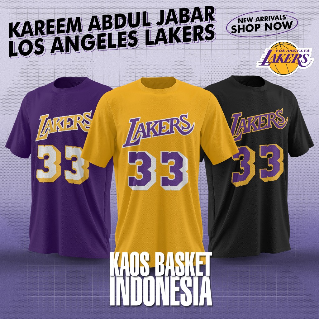 Jual Tshirt kaos Basket NBA LA LAKERS 33 Kareem Abdul Jabbar CLassic ...