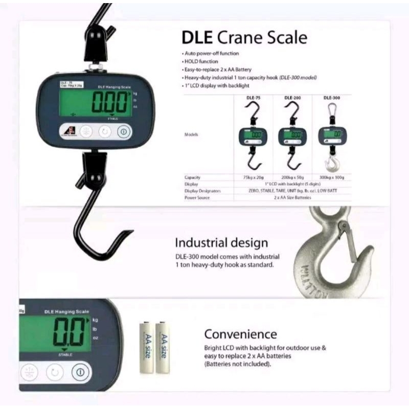 Jual Timbangan gantung DIGITAL DLE 300KG DLE-300 | Shopee Indonesia