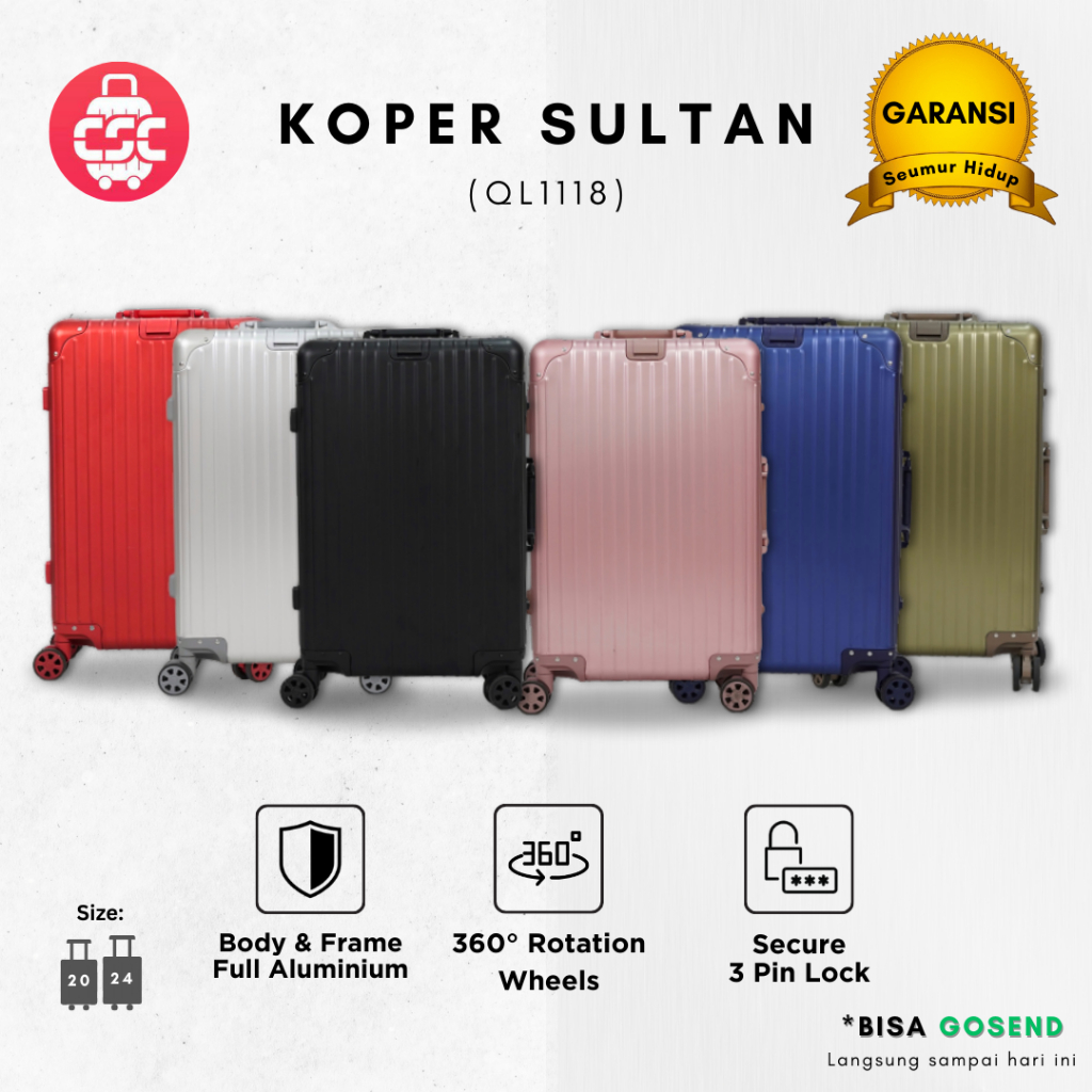 Jual ( QL1118 ) Koper Sultan FULL ALUMINIUM 20 dan 24 Inch Anti Penyok ...