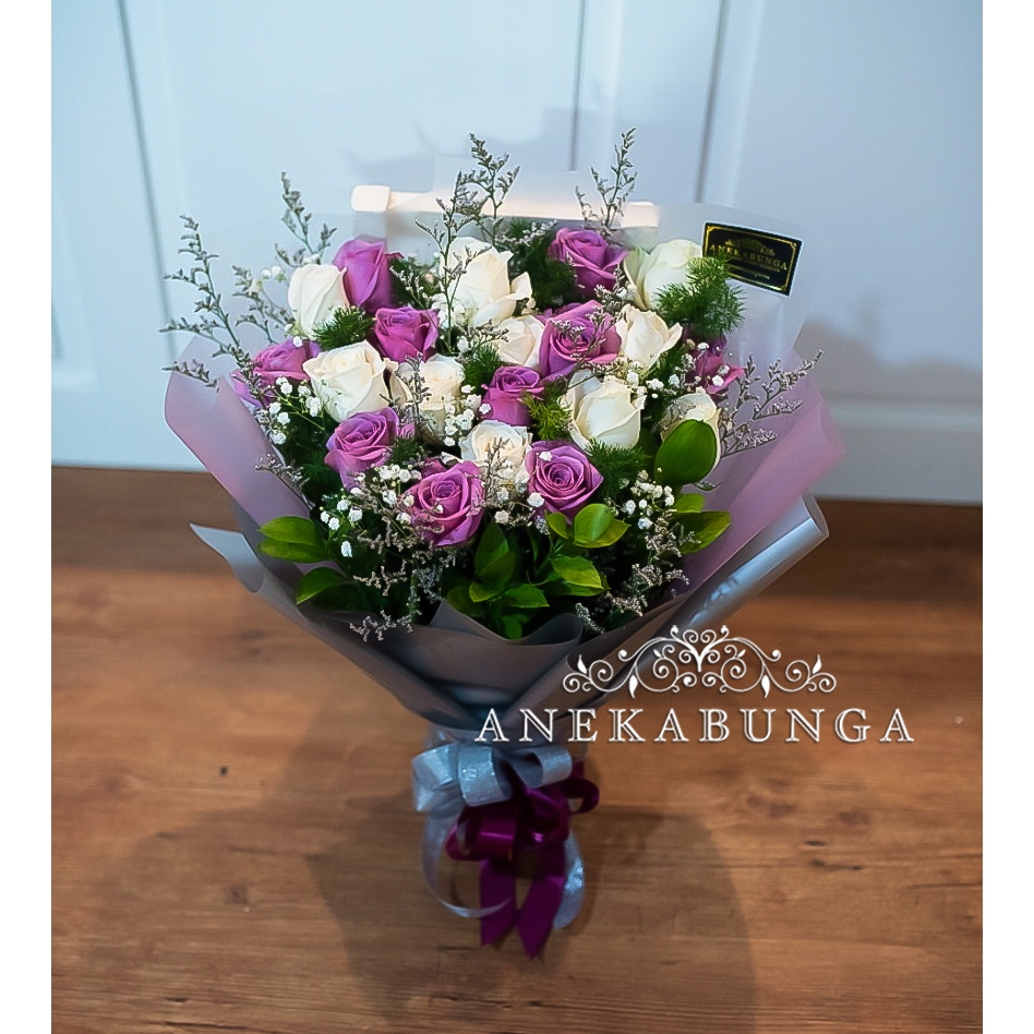 Jual Rangkaian Buket Bunga Mawar Ungu Pink Asli Purple Rose Flower ...