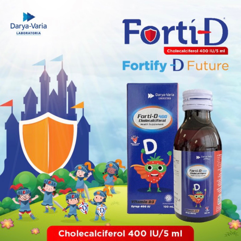 Jual Forti D 400IU sirup 100 ml ( suplemen vitamin D3 400IU anak ...