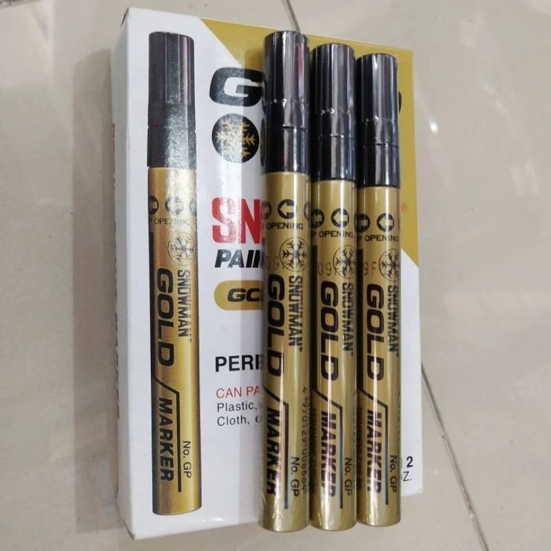 Jual Spidol Mas Gold Marker Permanen Snowman | Shopee Indonesia